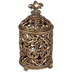 Kensington Hill Sherise Fleur-de-Lis 12 1/2" High Antique Gold Jar