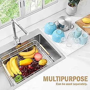 TOOLF Dish Drying Rack, High-Sided Dish Rack for Kitchen Counter, Dish Drainer with Utensil Holder and Drainboard, Small Sink Drainer for Sink, White