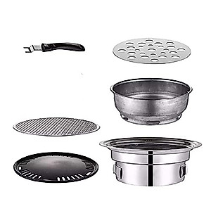 15.7 inch BBQ Charcoal Grill, Round Barbecue Grill Household Smokeless Carbon Grill Charcoal Hot Pot Barbecue Grill Pot Indoor/Outdoor Grill BBQ for Camping Picnic Party