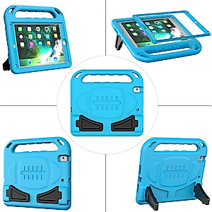 BMOUO Kids Case for iPad 5th/6th Generation, iPad 9.7 2018/2017 Case with Screen Protector, Shockproof iPad Air 2/Pro 9.7 Case with Handle Stand, Blue