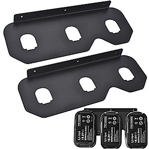 AccEncyc 2 Pack Battery Holder for Ryobi 18V Battery 3 Slot Battery Storage Holder Wall Mount Rack Compatible with Ryobi 18V Battery
