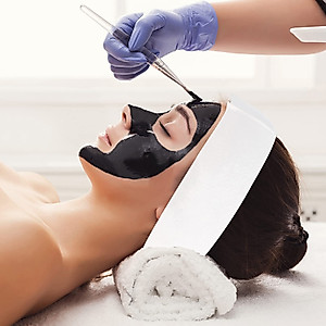 Merkaunis 200 Pieces Disposable Spa Facial Headbands Individual Wrapped Elastic Makeup Headband with Adjustable Stretch Non-Woven Soft Skin Care Hair Band with Convenient Closure for Women