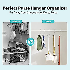 Myfolrena Purse Hangers Bag Hooks Closet- 12 Pack Handbag Hanger Organizer Metal S Hooks, Large Size Closet Rod Hooks for Hanging Handbags,Clothes, Curtain, Plant, Pans and Pots