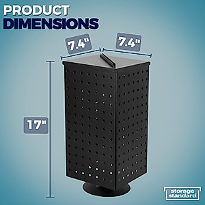 Storage Standard Metal Spinning Peg Board Displays - 17" Earring Display Stand for Retail & Shows, Black Jewelry Stands - 4-Sided Craft Keychain Rack Necklace Holder