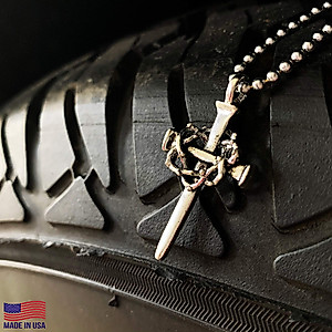 FORGIVEN JEWELRY Nail Cross Crown of Thorns Necklace on Ball Chain