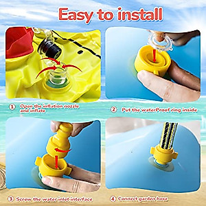 Josen Splash Sprinkler Pool,Outdoor Water Play Toys for Toddlers and Kids,Baby Splash Pad,Children Ball Pit Pool, Birthday Gifts for Boys and Girls,(4 Rubber Ducks Included) - Submarine