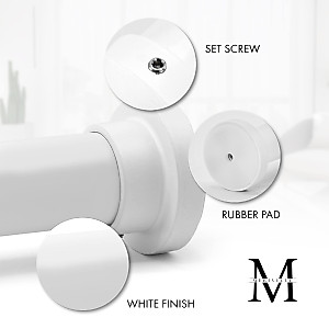 Meriville 1-inch Diameter Metal Spring Tension Rod, Closet Rod, Tension Curtain Rod, Shower Curtain Rod, Adjustable Length 18-inch to 30-inch, Off White