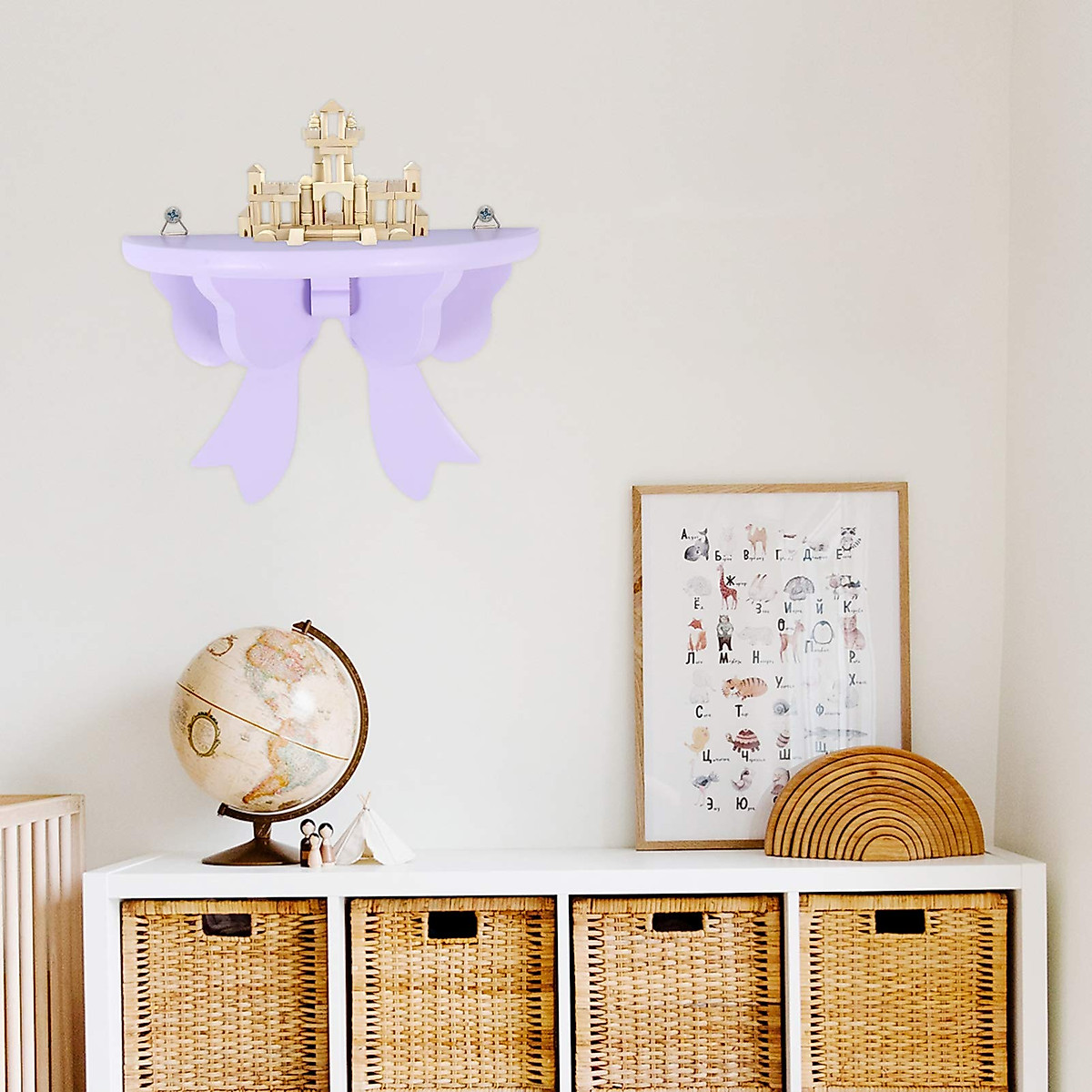 Cabilock 3 Pcs Bow Tie Rack Decorative Floating Shelves Bowknot Shaped Rack Picture Ledge Shelf Room Wall Bookshelf Wall Mounted Shelves Wall Mounted Organizer Cute Shelves Wooden Purple