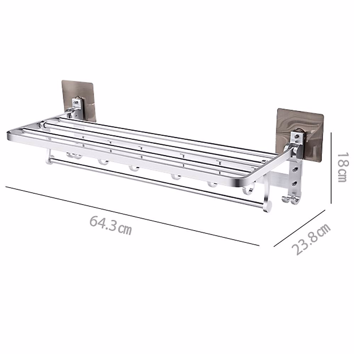 Bathroom Towel Rack,Hanging Over The Kitchen Cupboard Door,with Double Towel Bars and Multiple Hooks,Solid Aluminum Alloy Matte Finish(Towel Rack only)