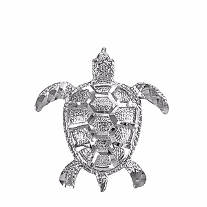 Textured 925 Sterling Silver Good Luck Sea Turtle Charm Pendant