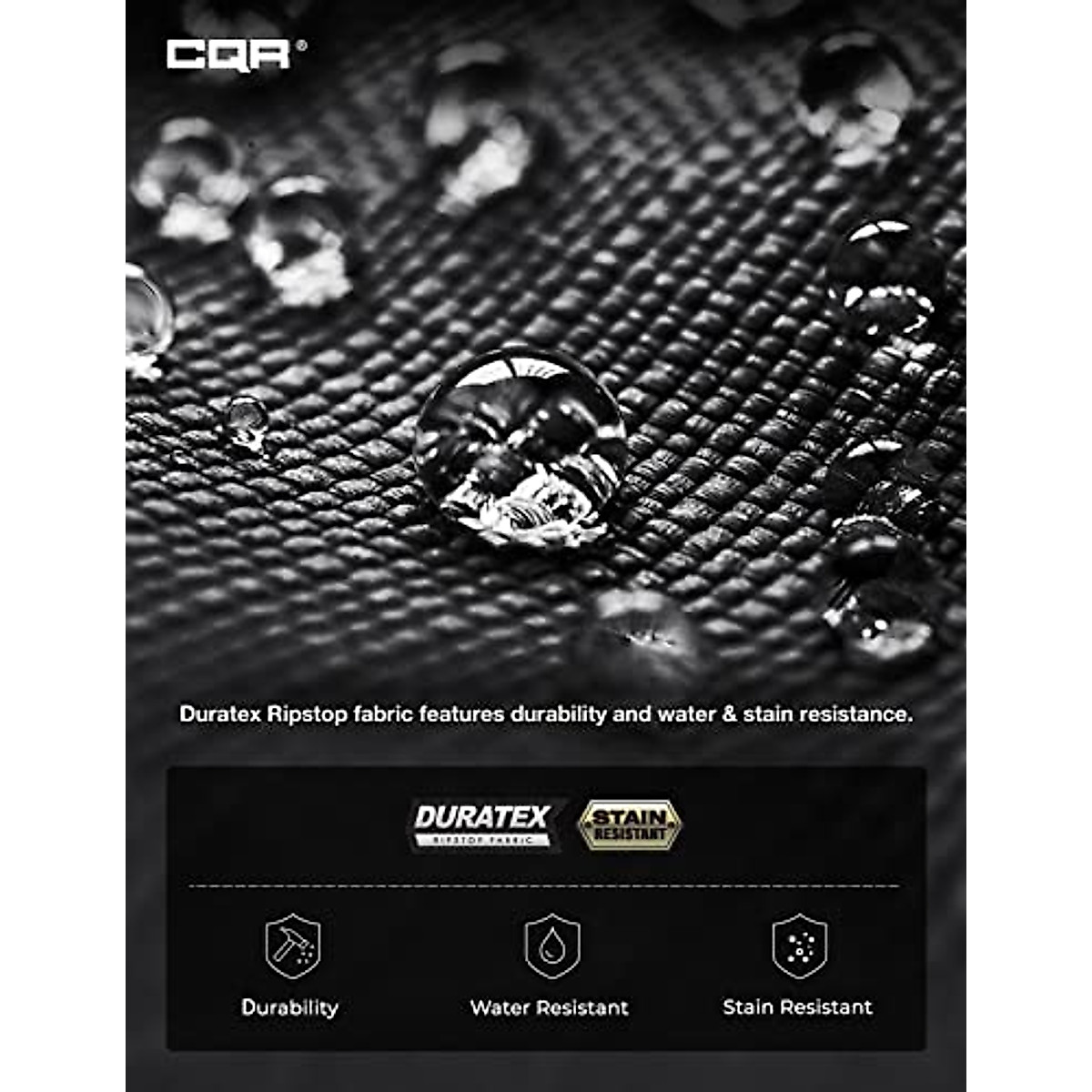 CQR Men's Tactical Pants, Water Resistant Ripstop Cargo Pants, Lightweight EDC Work Hiking Pants, Outdoor Apparel, Duratex Black, 46W x 30L