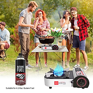 Mordoum Camping Stove Portable Single Stove Butane Portable Butane Stove for Camping, Picnics, Outdoor, Fishing, BBQ. Electronic Ignition, Brass Burner, Portable Gas Grill Mini Aluminum Material