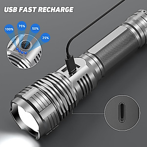 Rechargeable Flashlights High Lumens, 990,000 Lumens Super Bright LED Flashlight,Powerful Flash Light with 5 Modes, Waterproof flashlights for Camping Outdoor Emergency Hiking
