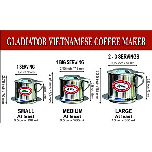 AMT 6.5 OZ Vietnamese Coffee Maker Coffee Filter, 2-3 Servings Phin, Screw Down Coffee Vietnamese Coffee Dripper for Vietnamese Style at Home Office (6.5 OZ - Handle)