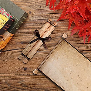 2 Pack Blank Paper Scrolls 7.5 x 31 Inches Scroll Paper Wrapped on Wood Rod for Writing, Drawing, Calligraphy, Wedding Vows, Invitation, Renaissance Festivals, Naughty or Nice List