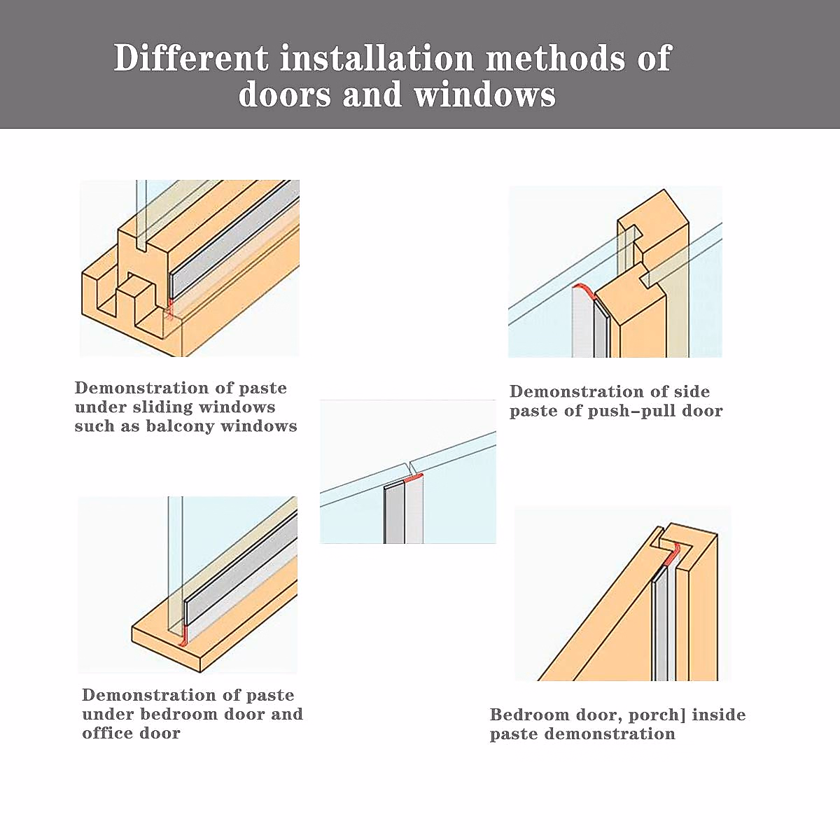 Silicone Seal Strip,Weather Stripping for Door or Window,Weatherproof Soundproof Self Adhesive Door Strip Bottom, Door Draft Stopper Silicone Strip Tape for Doors Windows and Shower Glass Gaps