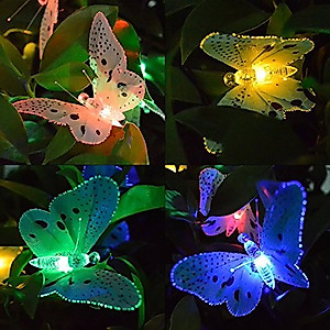 cuzile 20pcs Solar Powered Butterfly Lights Waterproof Solar Garden String Lights for Christmas, Tree, Home, Holiday, Fence, Yard, Wedding,Patio Party Decoration Light