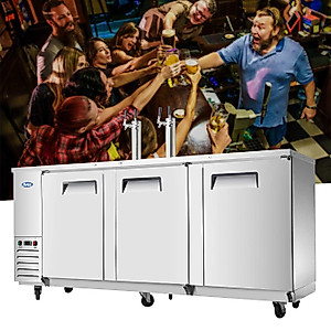 Atosa Kegerator Refrigerator Commercial Beer Cooler, MKC90 Keg Coolers with Tap, Three Doors for Bar, 30.1 Cu.Ft. 33?-38?