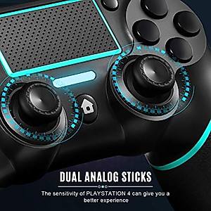 Deeptick Replacement for PS4 Controller Wireless Gamepad Compatible with P4/Pro/Slim/PC with Motion Motors and Audio Function, Mini LED Indicator, USB Cable and Anti-Slip