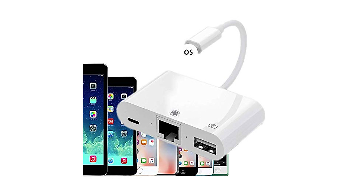 Lightning to Ethernet Adapter - MFi Certified 3-in-1 Connectivity Boost