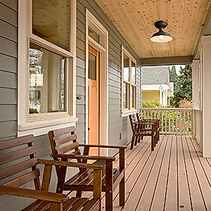 Globe Electric 44677 Kurt 1-Light Outdoor Indoor Flush Mount Ceiling Light, Matte Black