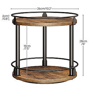 YATINEY Lazy Susan Organizer, Rotating Spice Rack, 2 Tier Spice Turntable Organizer, Industrial Turntable Spice Holder, for Kitchen Countertop and Cabinet, Compact and Versatile, Rustic Brown SR22BR