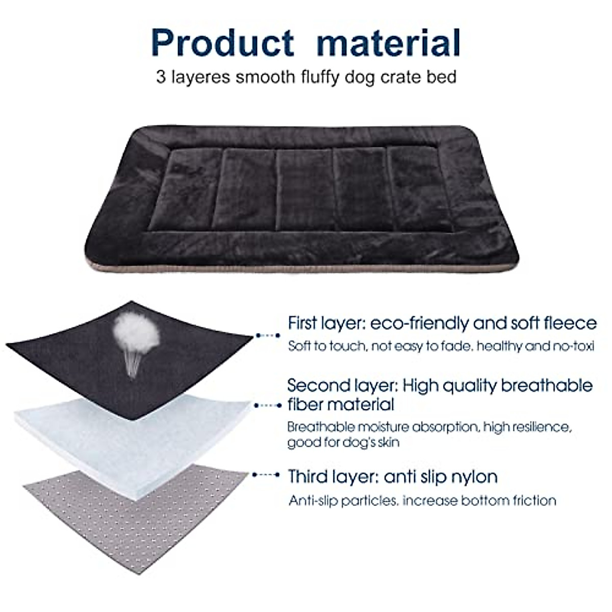 Hero Dog Beds for Large Dogs Crate Bed Pad Mat 42 in Soft Kennel Pads Washable Non Slip Dog Mattress Pet Beds Cushion for Pets Sleeping Mats