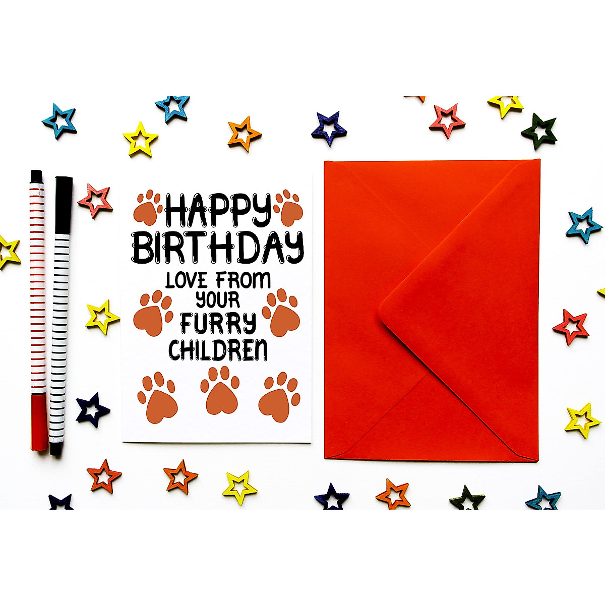 Birthday Card Love From Furry Children, Pets, Dogs, Cats, Animals, Fur Babies For Mom, Dad
