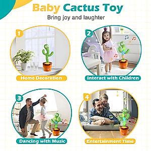 Baby Toys Dancing Talking Cactus for Boys Girls,Dancing Singing Talking Recording Mimic Repeating What You Say Cactus Toy with 120 English Songs Electronic Light Up Plush Cactus Give for Kids Gifts
