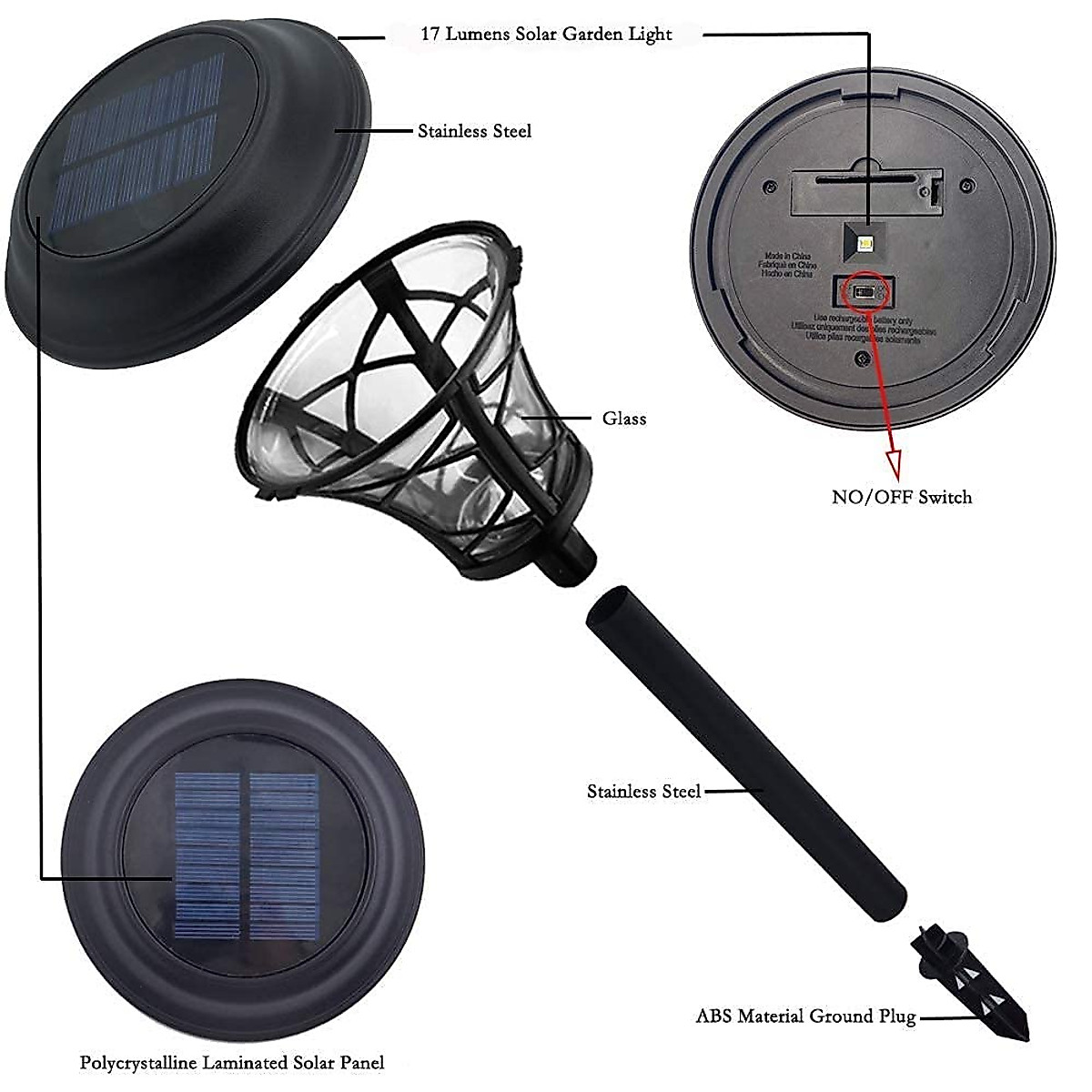 YLHDRILY 6 Pack Solar Path Lights High Lumen Super Bright SMD LED Solar Outdoor Stainless Steel & Glass Waterproof Landscape Lights for Pathway,Garden,Yard, Patio, Walkway,Driveway,