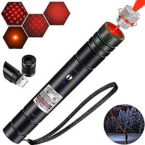 Red Laser Pointer High Power Long Range Strong Light Laser Pointer Pen, [2000 metres] Tactical Red Lazer Pointer Presentation Dot USB Rechargeable for Teaching Hunting Outdoor Astronomy Cat Laser Toy