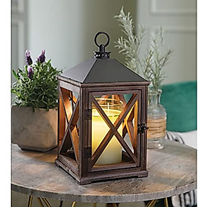 CANDLE WARMERS ETC Wooden Farmhouse Candle Warmer Lantern for Top-Down Candle Melting, Weathered Espresso