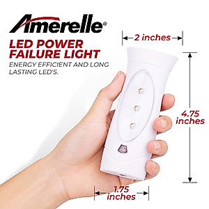 Amerelle LED Emergency Lights For Home Power Failure, 3 Pack - Triple Function Power Failure Light and Plug In Flashlight Combo, With Rechargeable Battery - Be Snow Storm & Hurricane Ready (71134)