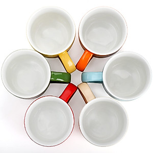 Elsjoy 6 Pack Polka Dot Coffee Mugs, 12 Oz Ceramic Coffee Mugs Colorful Porcelain Mug Set for Coffee, Tea, Milk, Hot Chocolate