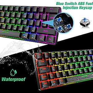 SELORSS Mini 60% Wired Mechanical Gaming Keyboard,22 RGB Chroma Backlit, Compact 62 Full Anti-ghosting Keys, USB C Cable,Replaceable Keycaps,Tactile Switch for Gamer/Typist/Xbox/PC/Win/Mac(Black)