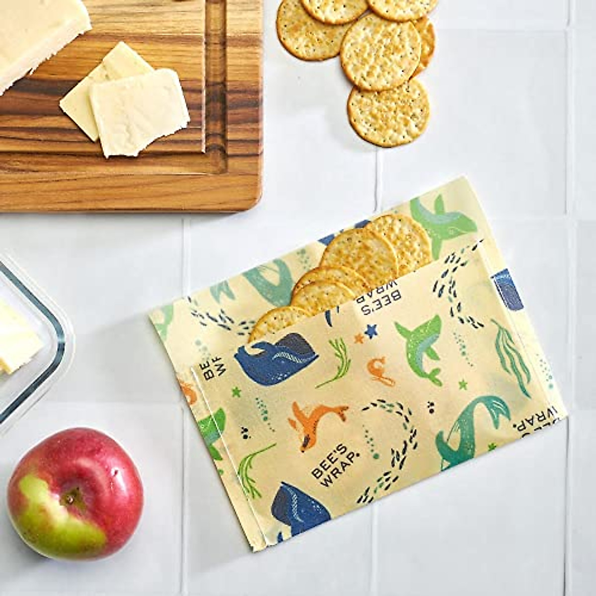 Bee's Wrap - Snack & Sandwich Bags - Made in the USA with Certified Organic Cotton - Plastic and Silicone Free - Eco-Friendly Reusable Vegan Food Wrap - Under the Sea Print