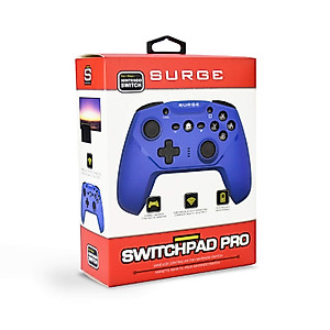 Surge Switchpad Pro Wireless Controller for Nintendo Switch, 4 Macro Buttons, Rechargeable 550mAh Battery, Motion Controls - Blue