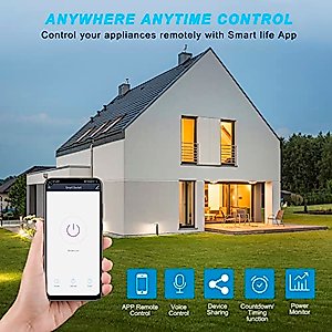 Smart Plug, WGGE WiFi Smart Plug Outlet Compatible with Alexa or Google Assistant, APP Remote Control Anywhere, Timer Function, No Hub Required, 2.4 Ghz Network Only (White / 2 Pieces)