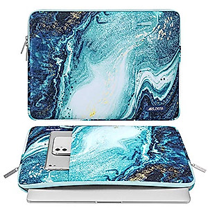 MOSISO Laptop Sleeve Compatible with MacBook Air/Pro, 13-13.3 inch Notebook, Compatible with MacBook Pro 14 inch 2023-2021 A2779 M2 A2442 M1, Polyester Vertical Creative Wave Marble Bag with Pocket