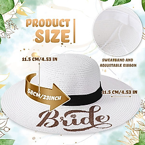 7 Pcs Bride and Bridesmaid Sun Hat Bulk Women Hat Foldable Floppy Sun Hat for Bachelorette Party Gift Honeymoon (Cute Style) White, Beige