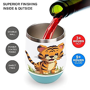 WYUSPGK 304 Stainless Steel Insulated Cup, Spotted Tiger Print Smooth Rim, Durable & Reusable - Perfect for Office, Home, And Travel