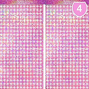 4 Packs Disco Foil Curtain, Silver Metallic Backdrop for Birthday, Bachelorette Party, 70s 80s 90s Theme Disco Party Decorations Supplies