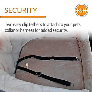K&H Pet Product Bucket Booster Dog Car Seat with Dog Seat Belt for Car, Washable Small Dog Car Seat, Sturdy Dog Booster Seats for Small Dogs, Medium Dogs, 2 Safety Leashes, Large Tan/Tan