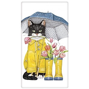 Mary Lake Thompson BT180 Cat with Tulips Flour Sack Towel