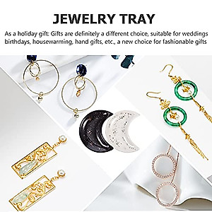 VOSAREA 2Pcs Moon Tray Crystal Holder Ceramic Jewelry Tray Tea Serving Tray Dishes Dessert Fruit Snack Plate Jewelry Organizer for Home Kitchen Hotel Guest Room