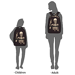 Dujiea 17 Inch Backpack Rock And Roll Skull Skeleton Laptop Backpack School Bookbag Travel Shoulder Bag With Chest Strap