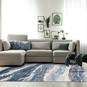 LUXE WEAVERS Lagos Collection 7983 Blue 6x9 Art Deco Area Rug