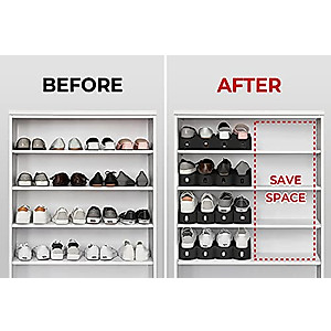 carrotez Shoe Slots Organizer 3 Pack - [Litem] Space Saving Shoe Organizer Rack for Closet - Easy Shoe Stacker, 9.84'' x 3.89'' x 4.26'' (Black, 3 Pack)