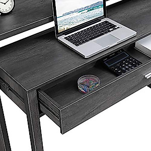 Convenience Concepts Newport JB Console/Sliding Desk with Drawer and Riser, Charcoal Gray