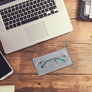 Frienda 12 Pieces Microfiber Pouch Case Bag Microfiber Glasses Sunglasses Case Soft Sunglasses Pouch with Eyeglass Cleaning Cloth (Black, Gray and Blue)